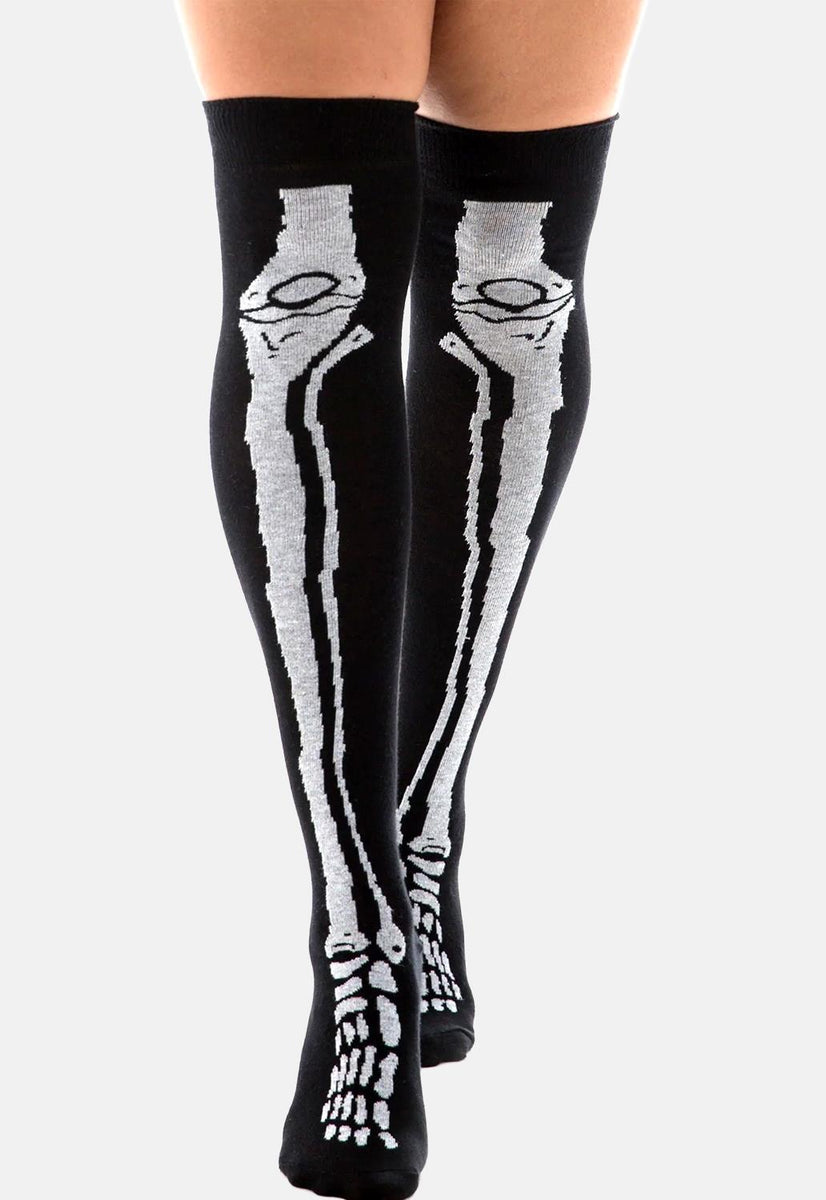 Skeleton Bones Over The Knee Socks – DMG SCY