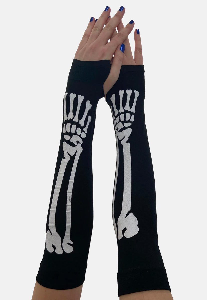 Skeleton Bone Fingerless Gloves – DMG SCY