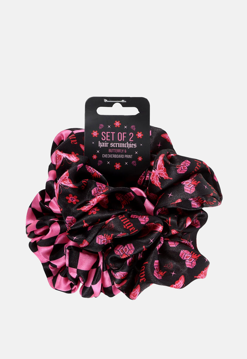 Rebel Butterfly & Checkerboard Hair Scrunchies 2 Pack – DMG SCY